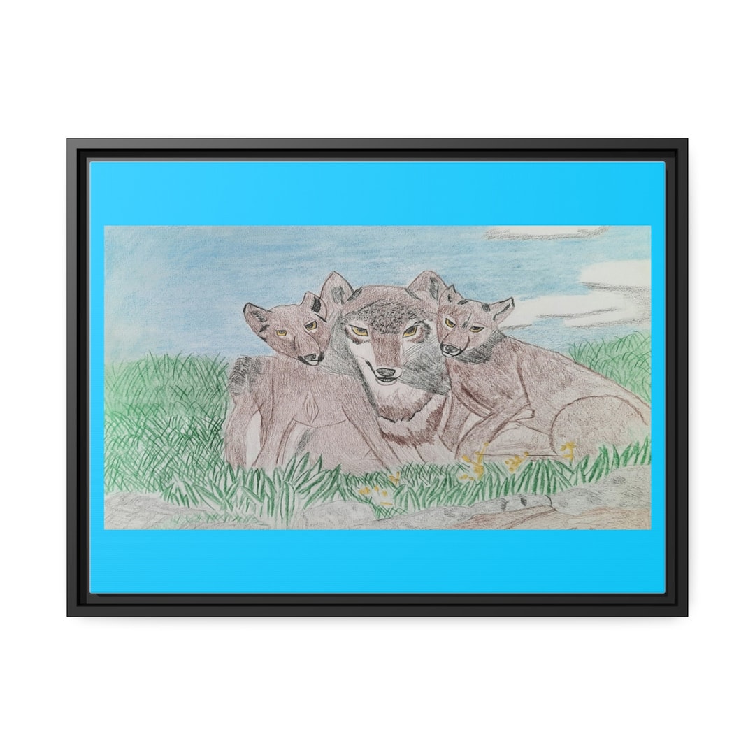 Momma Wolf and Her Pups Art. Matte Canvas, Black Frame - Etsy