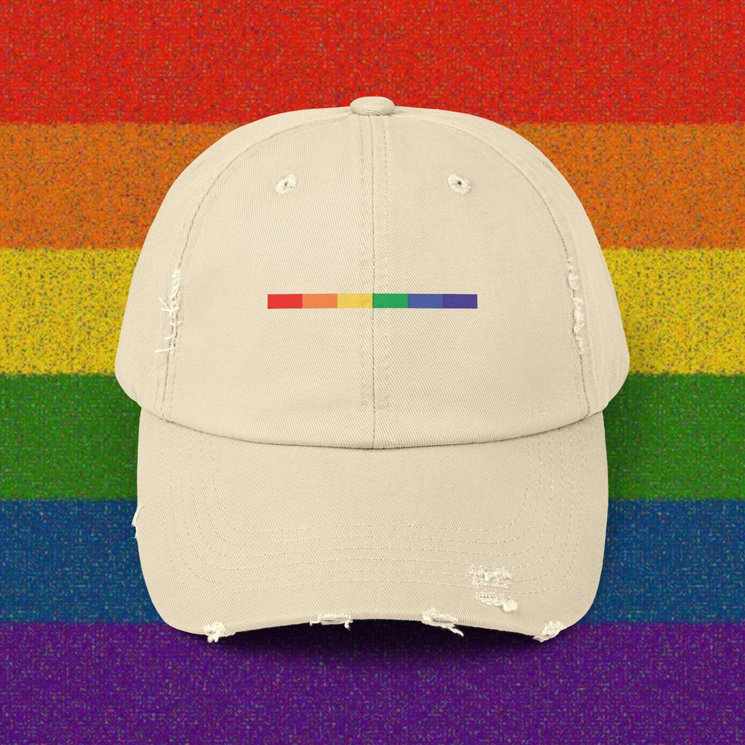 Distressed Baseball Cap, Rainbow Pride Hat, Unisex Adjustable Hat ...