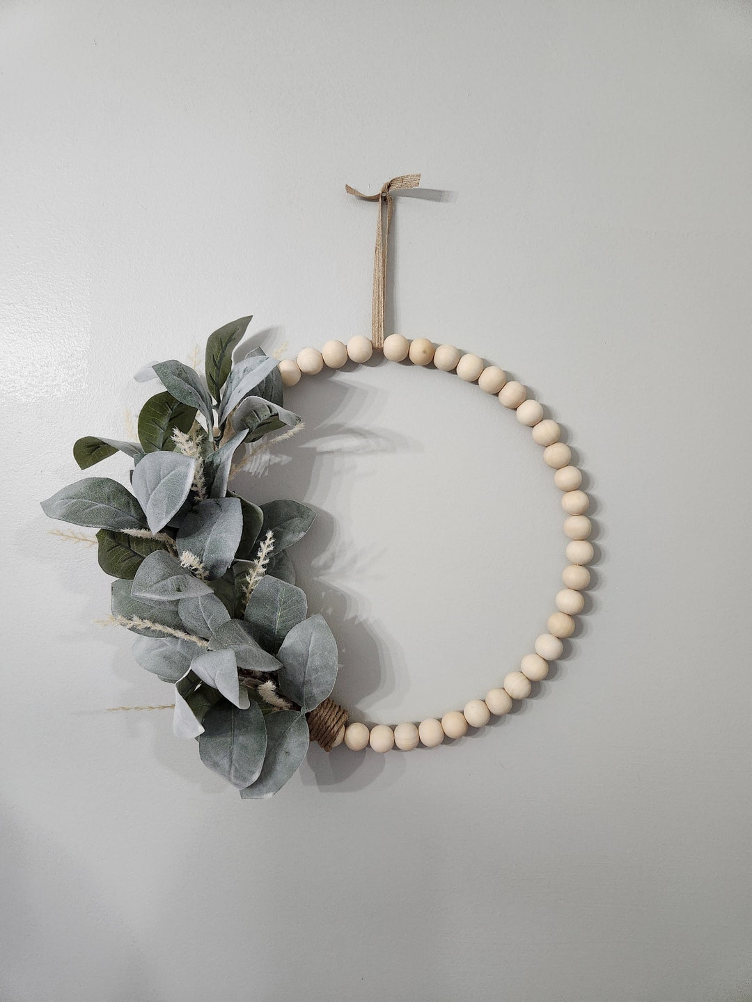 Modern Farmhouse Wreath With Lambs Ear and Wheat Boho Wreath Boho Wall ...
