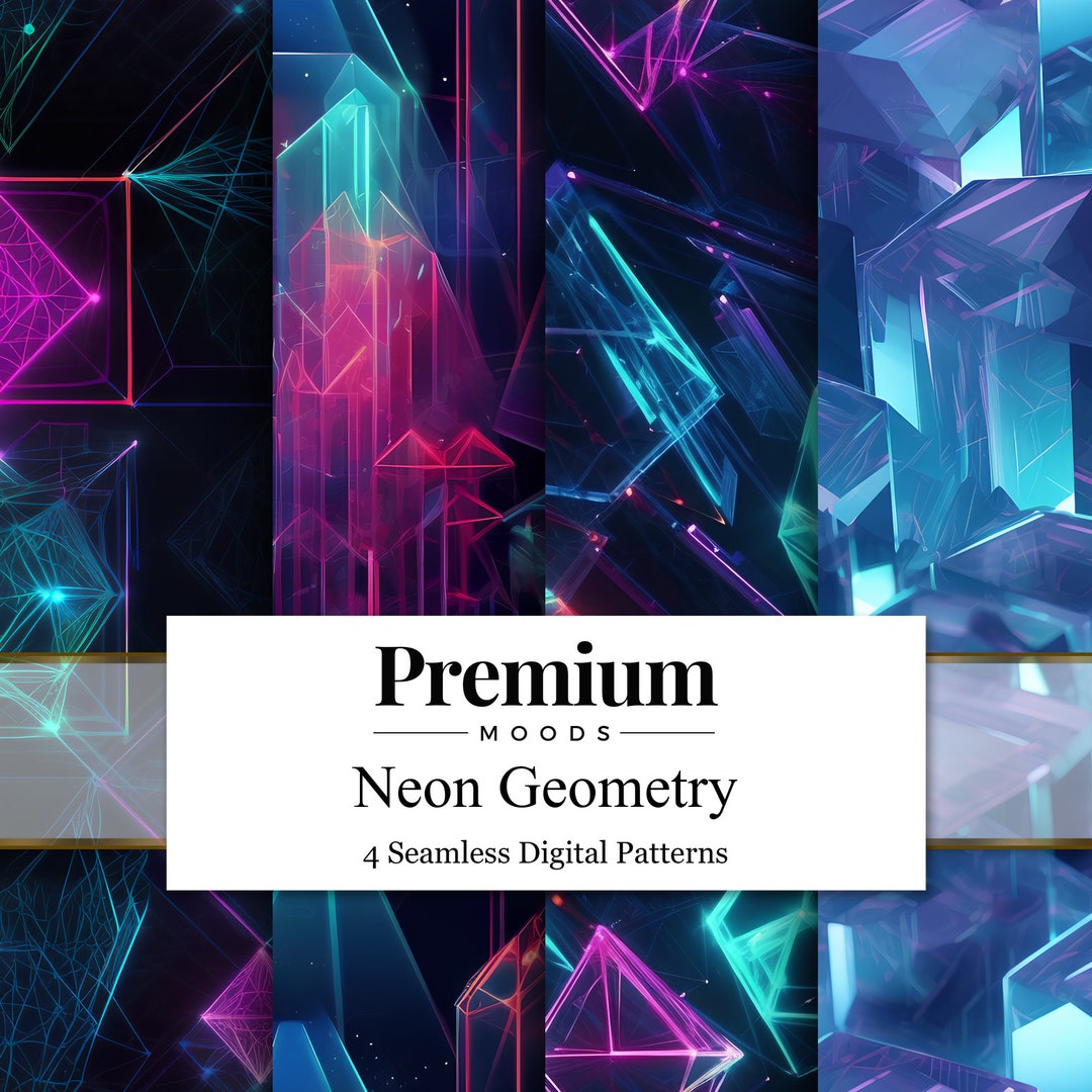 Neon Geometry Seamless Digital Paper Instant Download for Commercial ...