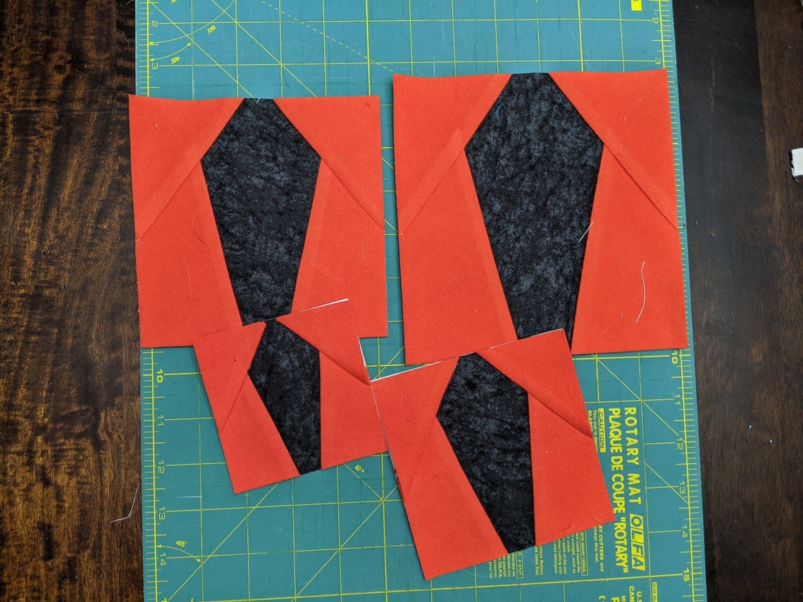 4 Sizes Easy Halloween Coffin Foundation Paper Pieced (FPP) Quilt ...