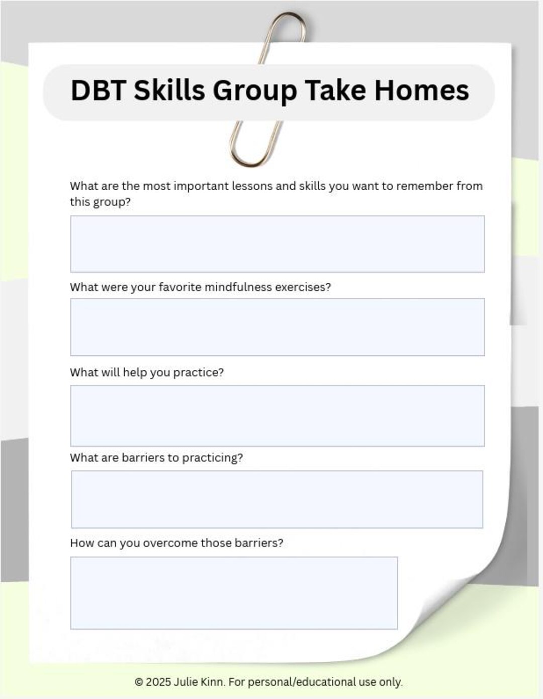 DBT Skills Take Home Lesson Worksheet for Final Session - Fillable and ...
