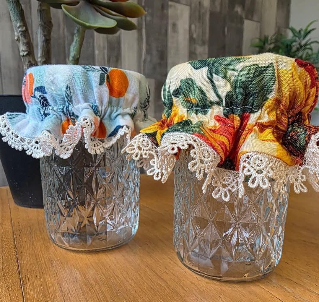 Handmade Cotton Jar Covers With Lace Trim - Etsy