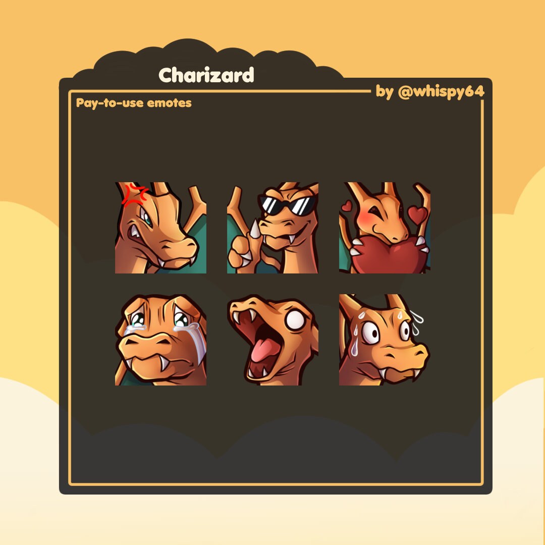 Charizard Emotes Set (twitch/discord) + Shiny Variants - Etsy