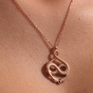 Infinity Snake Necklace, Snake Pendant Silver Necklace, Serpent Pendant ...