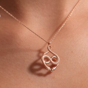 Infinity Snake Necklace, Snake Pendant Silver Necklace, Serpent Pendant ...