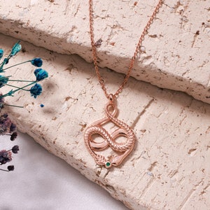 Infinity Snake Necklace, Snake Pendant Silver Necklace, Serpent Pendant ...