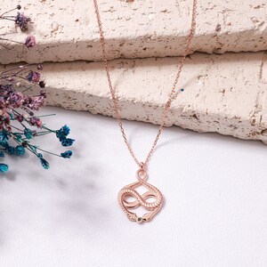 Infinity Snake Necklace, Snake Pendant Silver Necklace, Serpent Pendant ...