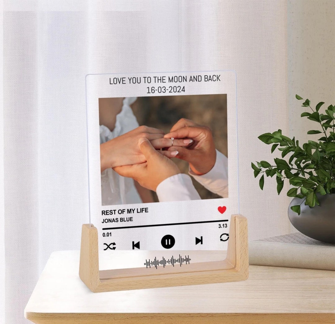 Personalised Song Acrylic Plaque With Stand Any Photo Song Playlist and ...