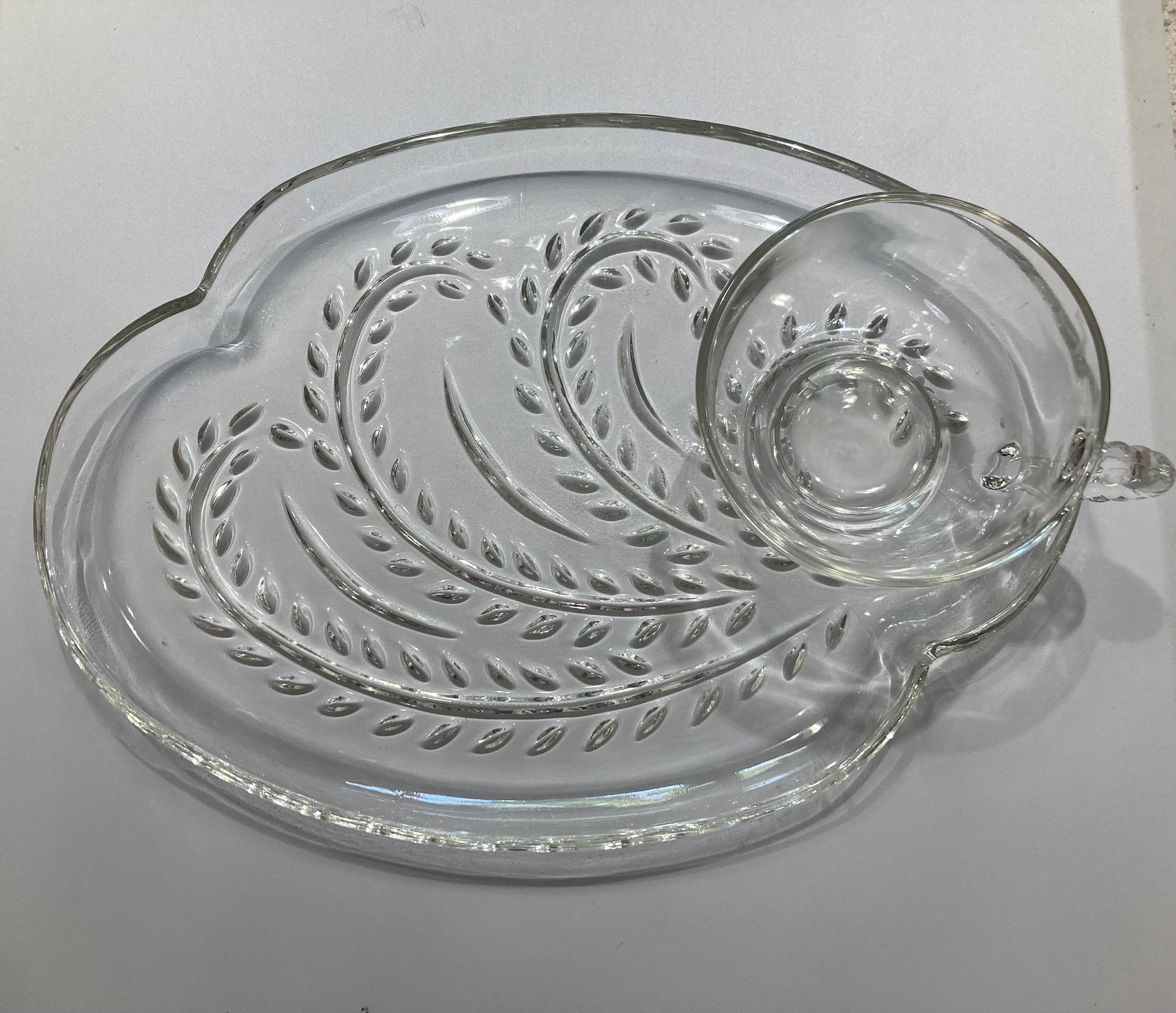 Vintage Glass Plate and Cup Snack Set - Etsy