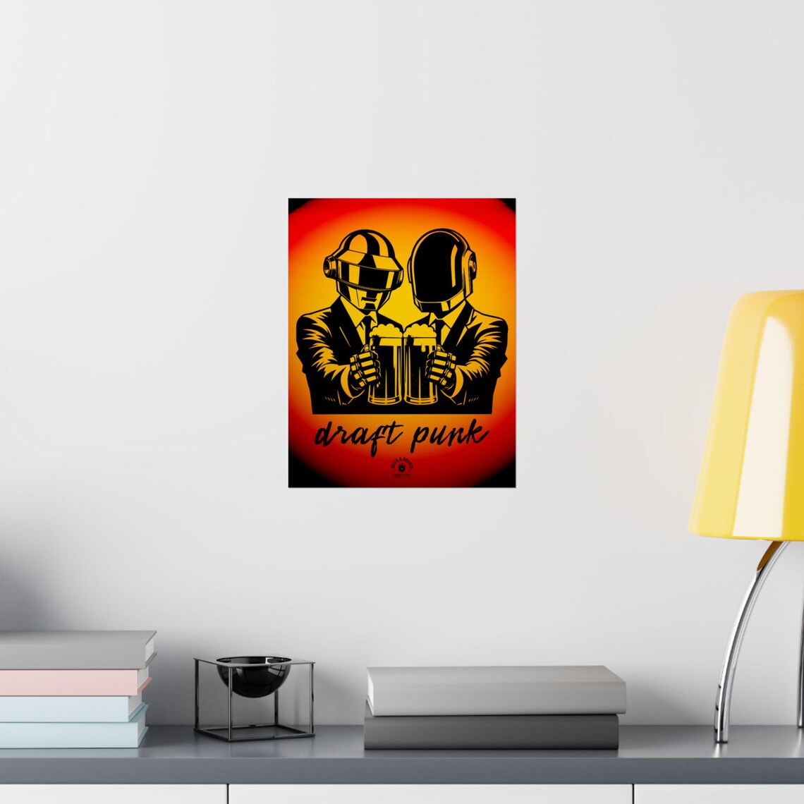 Poster, Satin Poster of Daft Punk Cheers With Beers, Funny Music Wall ...