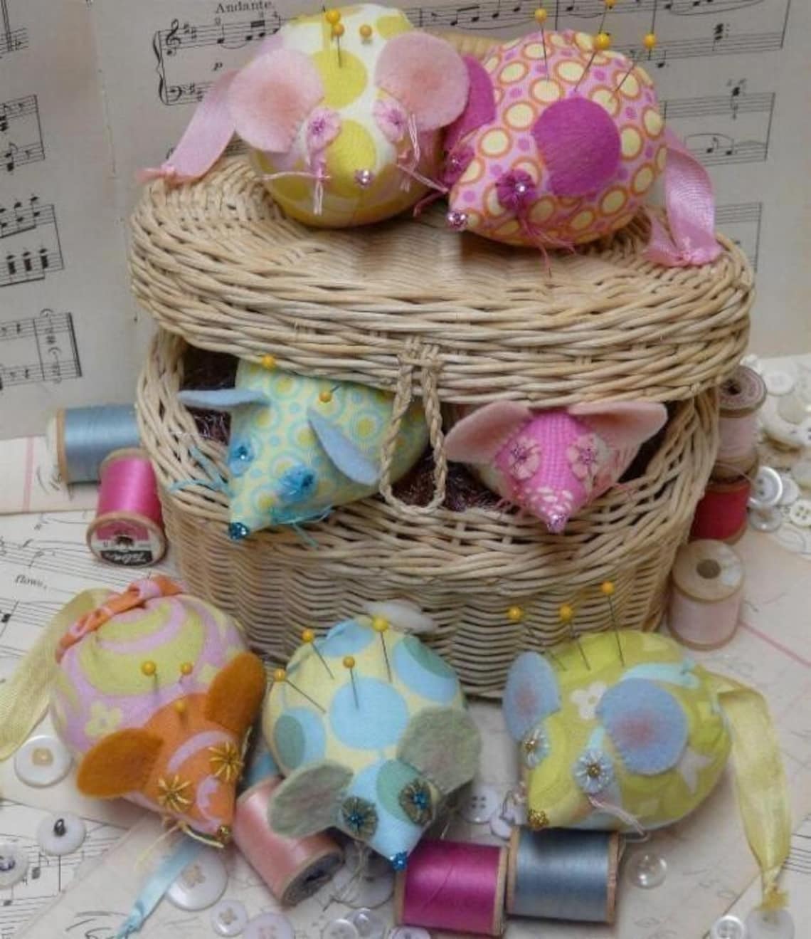 Mice Pincushion PDF Pattern Mouse Seam Binding Ribbon Retro - Etsy