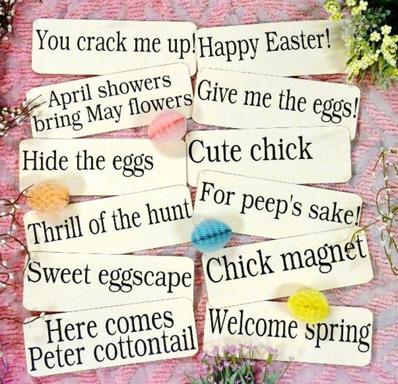 12 Large Easter Phrase Sayings Flash Cards PDF Vintage Like - Etsy