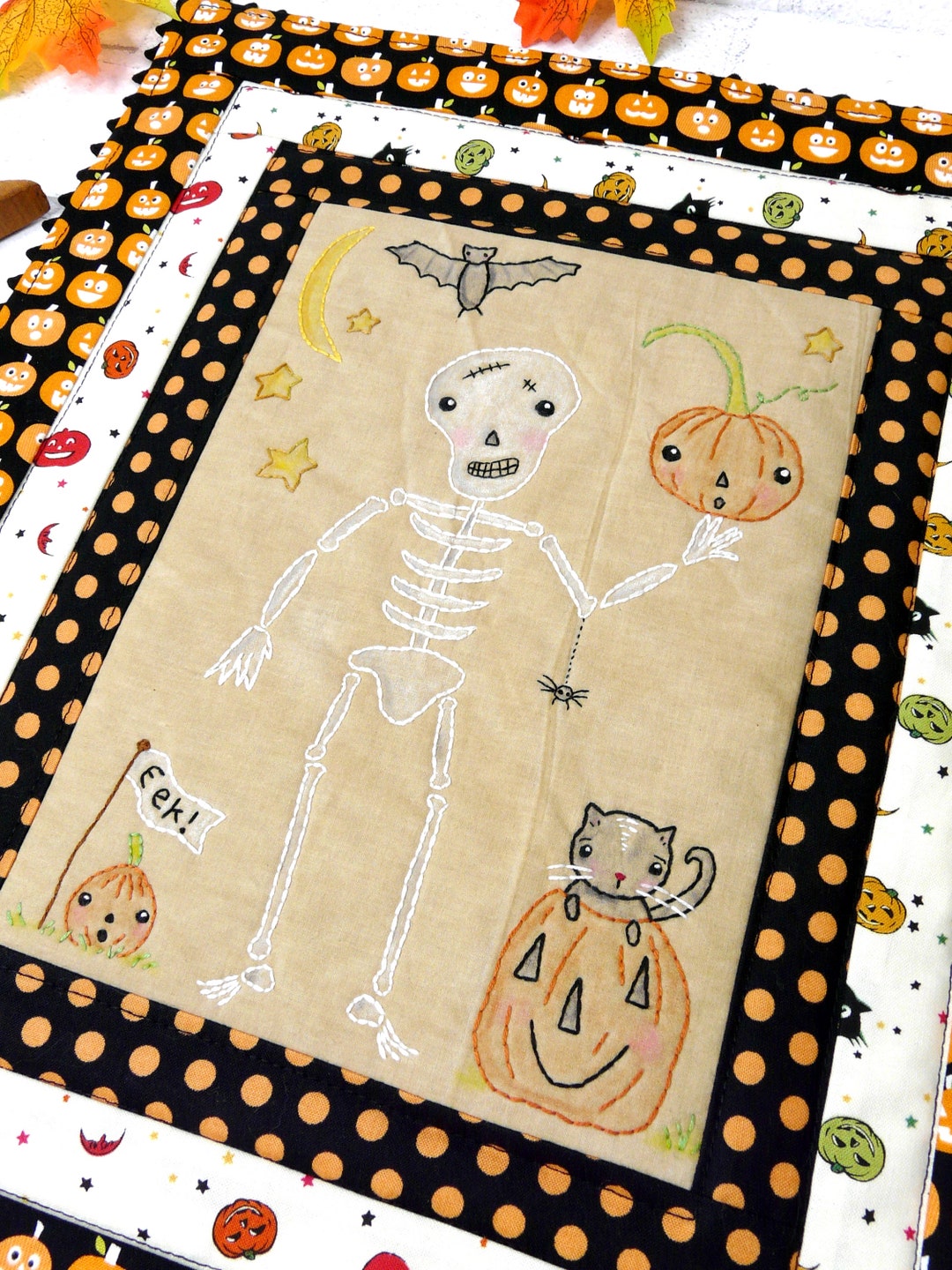 Halloween Skeleton Embroidery Quilt Pattern PDF - Bad to the Bone ...