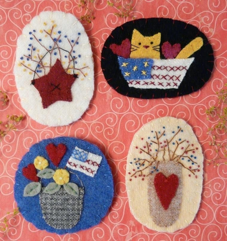 PATRIOTIC Wool PINS Pattern PDF Wearable Jewelry Americana | Etsy