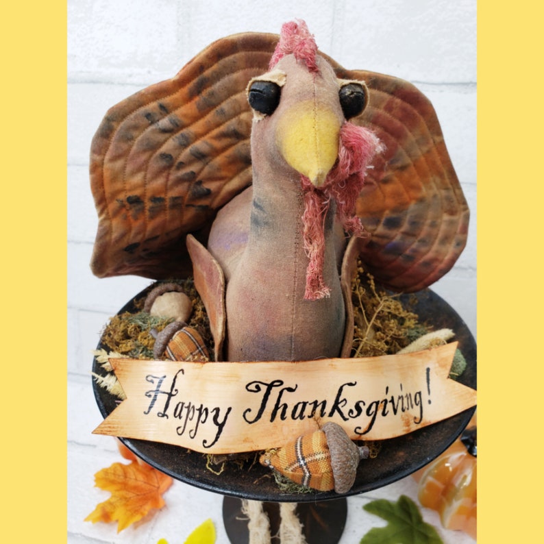 Thanksgiving Turkey PDF Pattern - Doll Primitive Grubby Banner Acorns ...