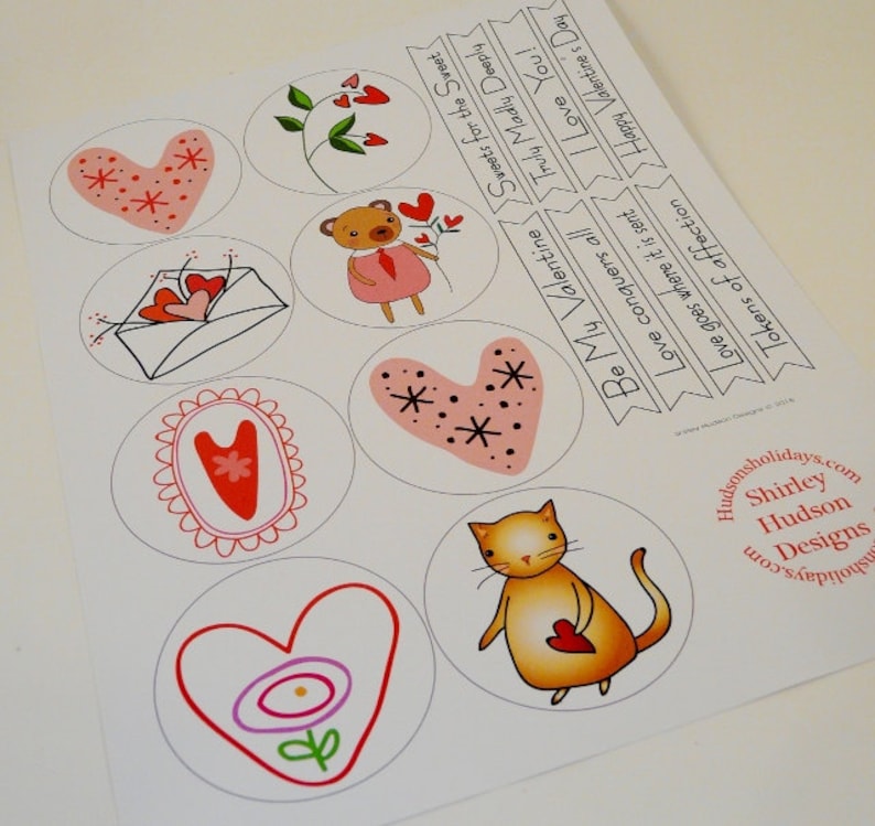 Valentine ornaments banners pattern pdf Collage Sheet | Etsy