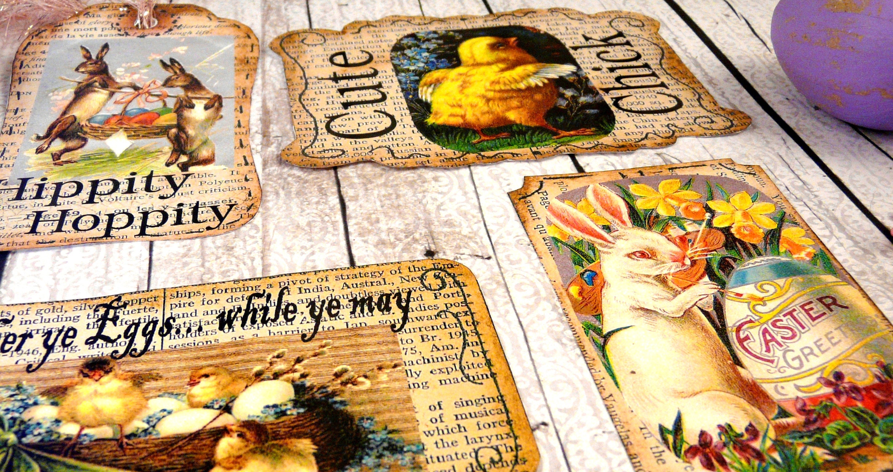 Easter Bunny Chick Tags PDF Collage Sheet Altered Art Fun - Etsy