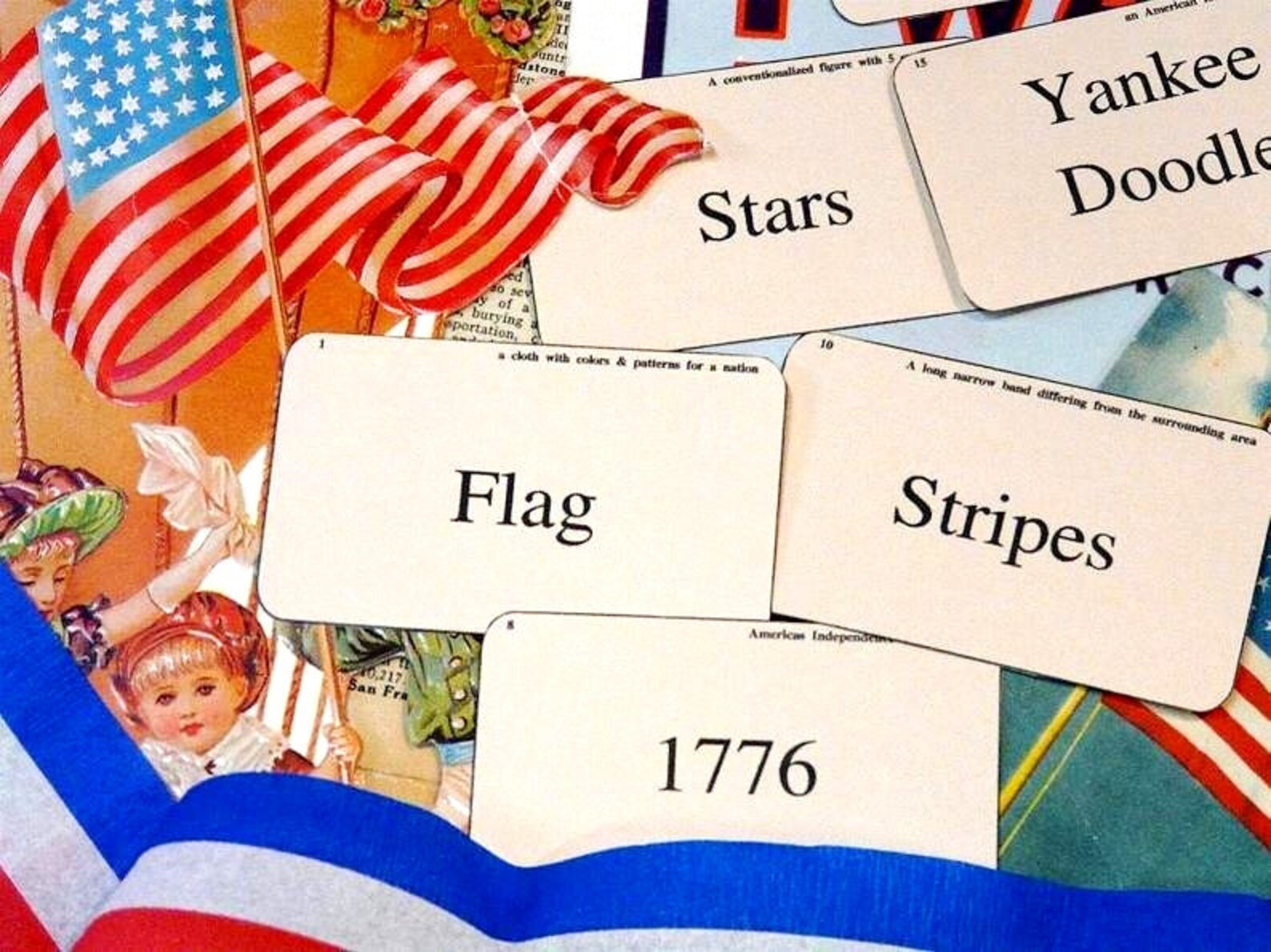 PATRIOTIC FLASH CARDS Pdf Digital Flag America Uprint Old - Etsy