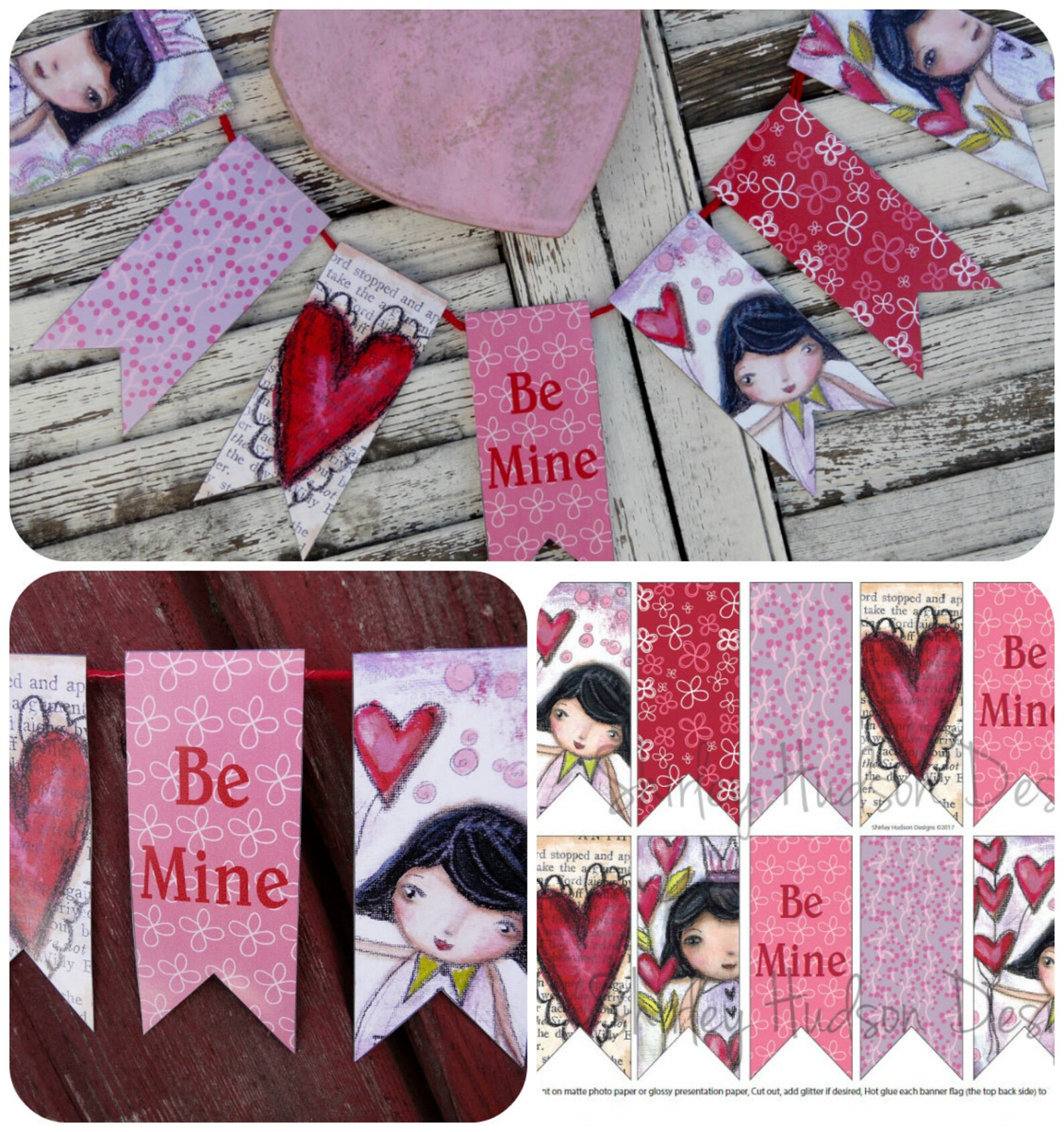 Be Mine Valentine Banner PDF Printable Digital College Sheet - Etsy