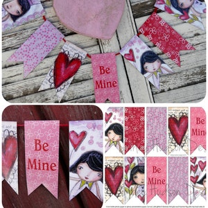 Be Mine Valentine Banner PDF Printable Digital College Sheet Girls - Etsy