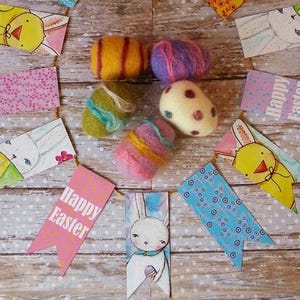 Happy Easter Banner PDF Printable - Digital College Sheet Bunny Chick ...