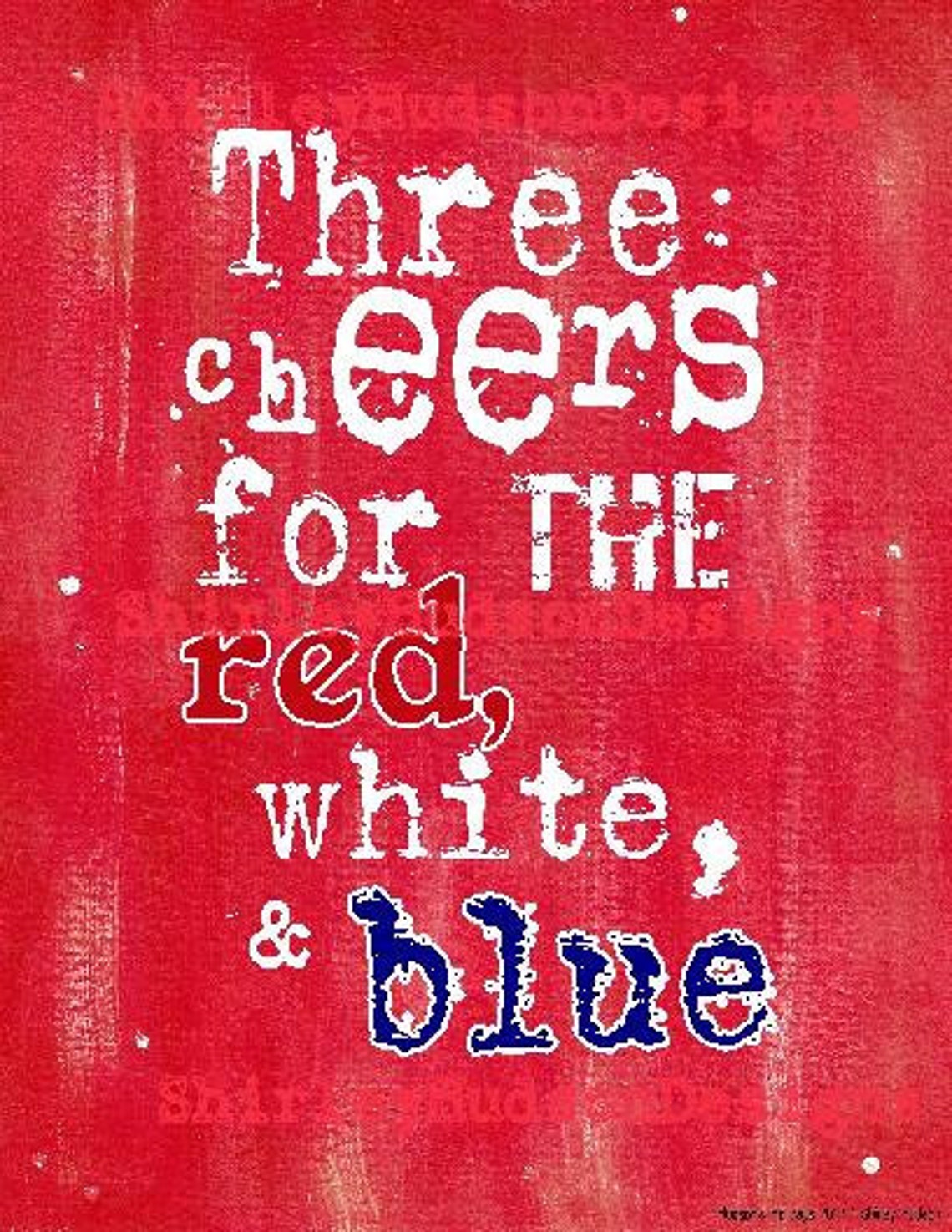 3 Cheers for Red White Blue SIGN Digital PDF American 4th of - Etsy