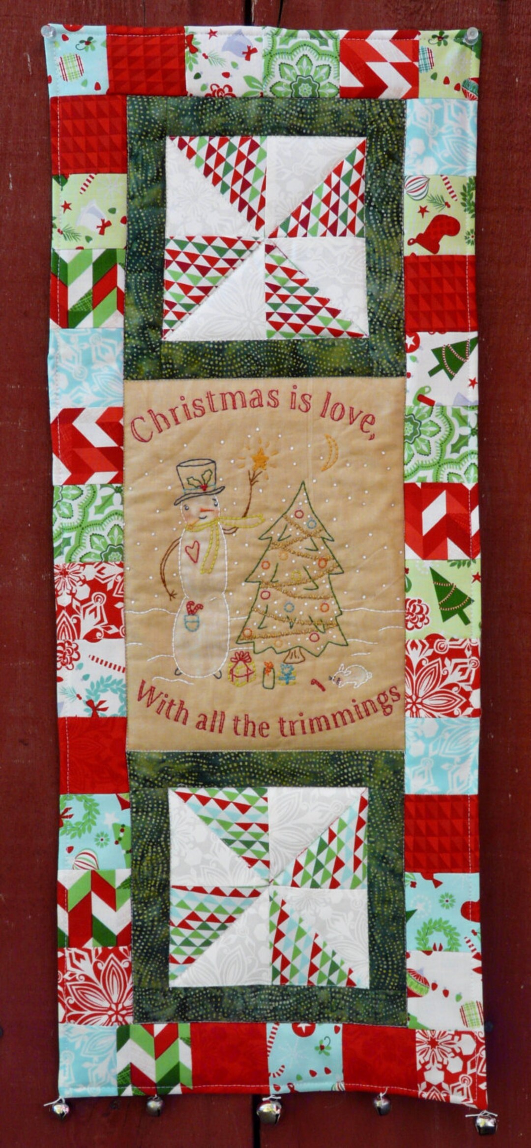 Christmas is LOVE Embroidery Pattern PDF - Quilt Design Snowman Tree ...