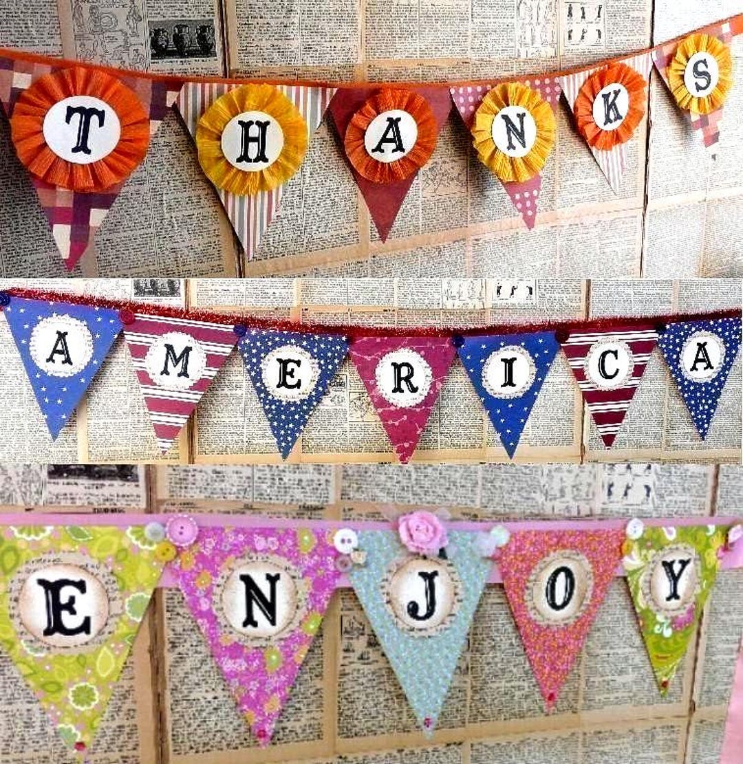 Personalized Pennant Banner Pattern PDF - Party Holidays Birthday ...