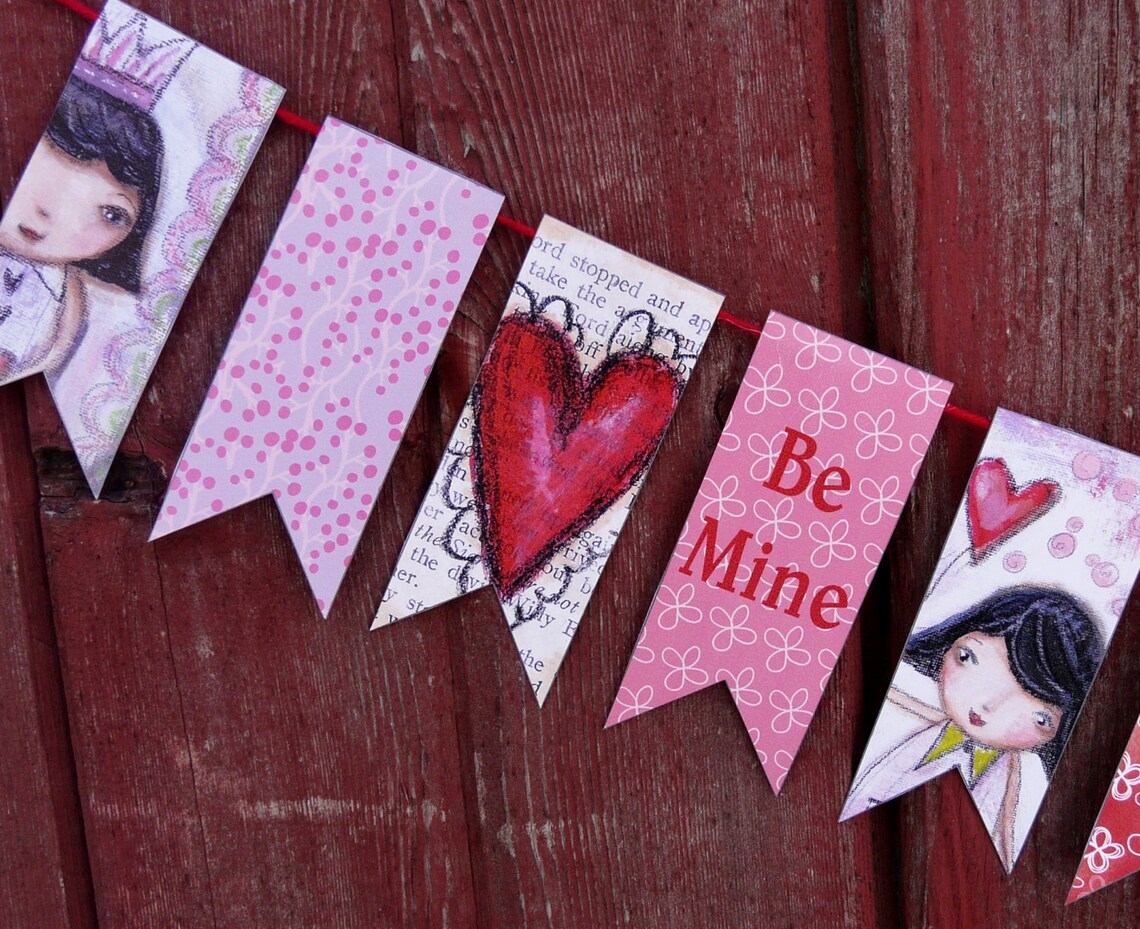 Be Mine Valentine Banner PDF Printable Digital College Sheet - Etsy