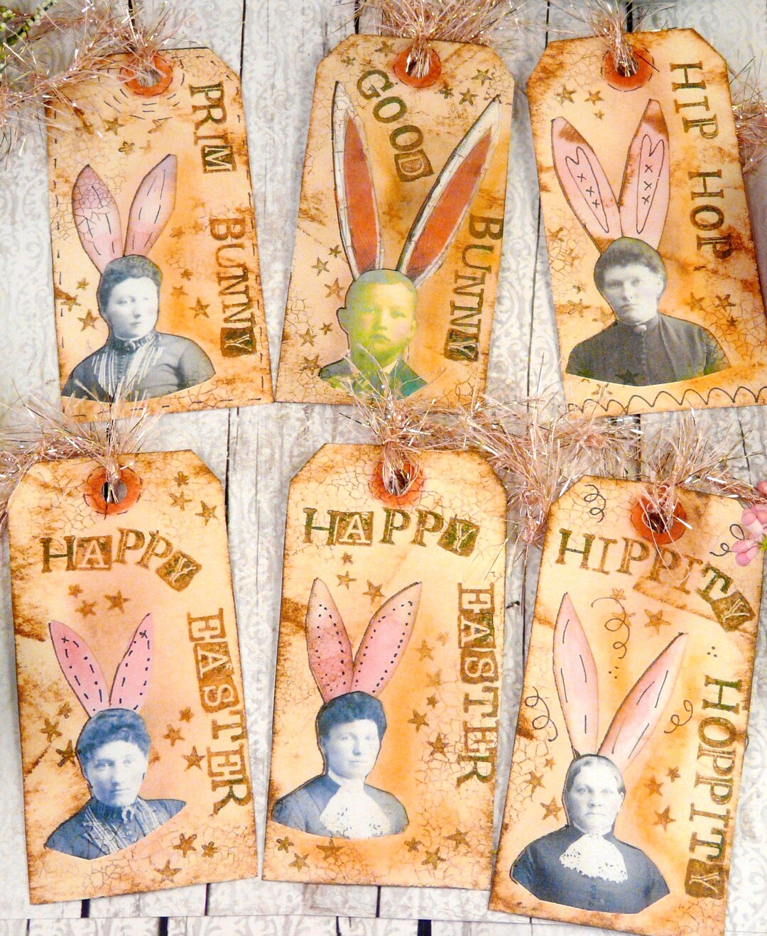 Vintage EASTER BUNNY Old Photos Tags PDF - Collage Sheet Altered ...