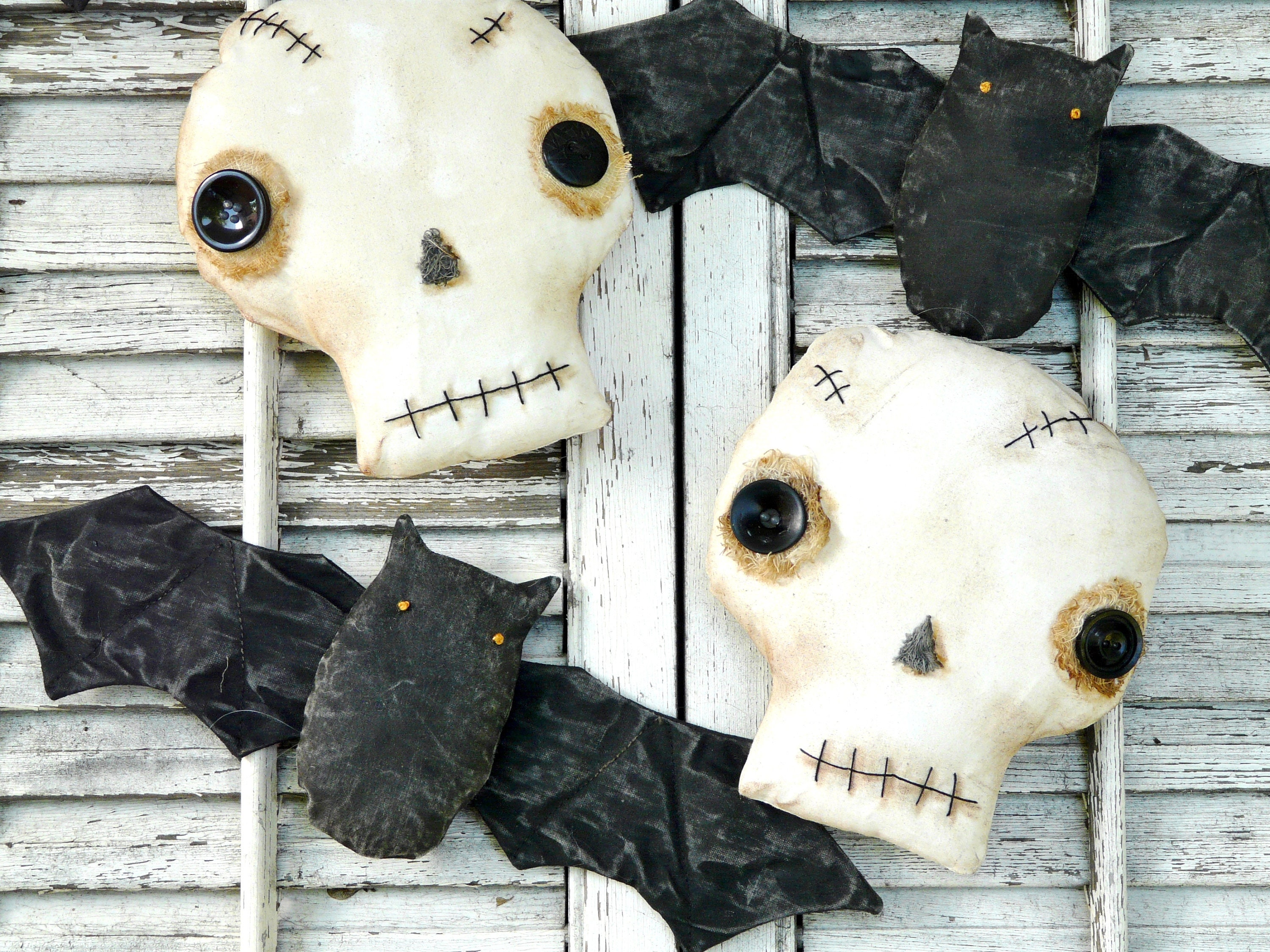 Prim Halloween Bat Skull Pattern PDF - Spooky Easy Skeleton Scary ...