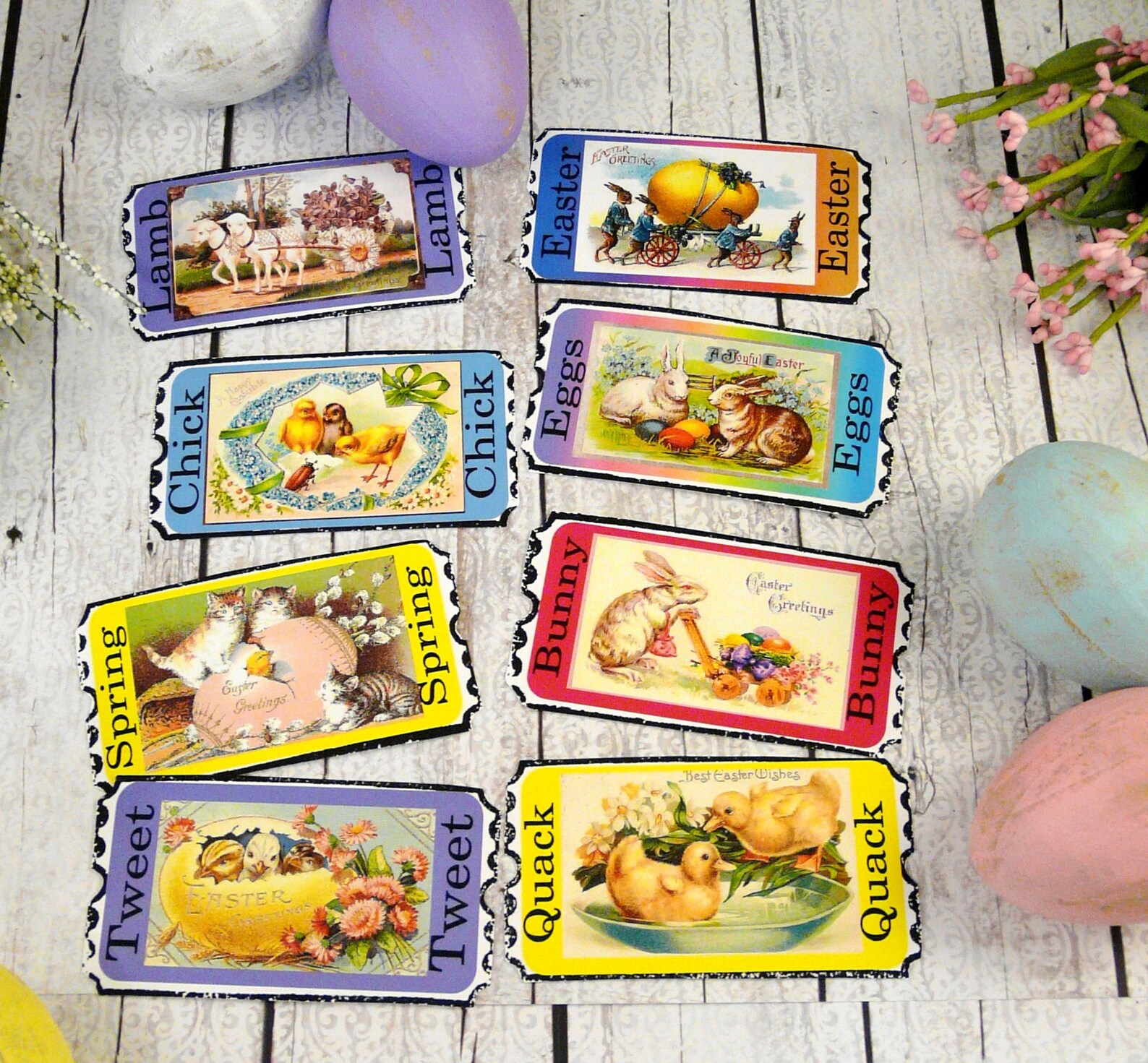 Easter Bunny Chick Ticket PDF Vintage Altered Fun | Etsy