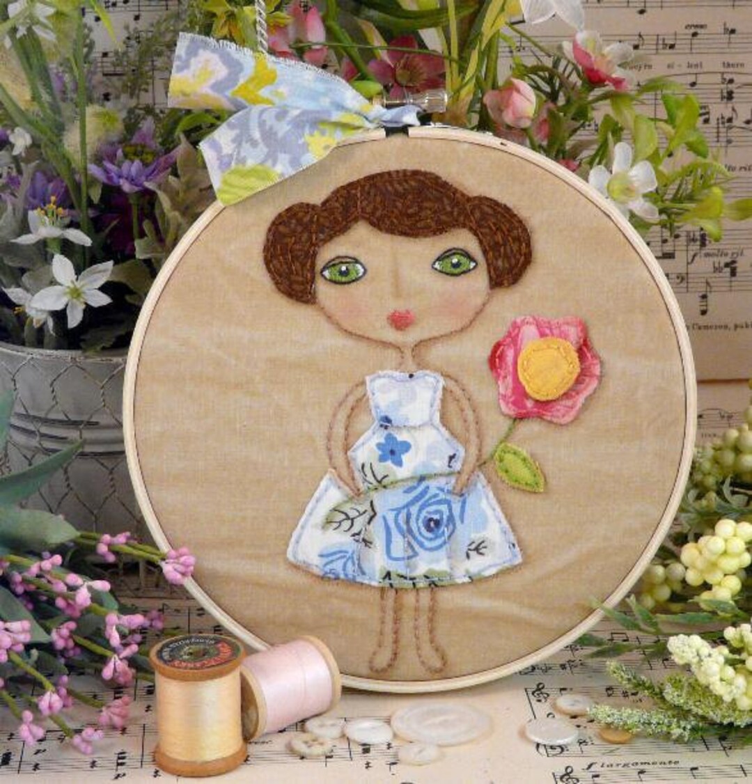 Vintage Garden Party Girl Embroidery Pattern PDF - Stitchery Hoop Art ...