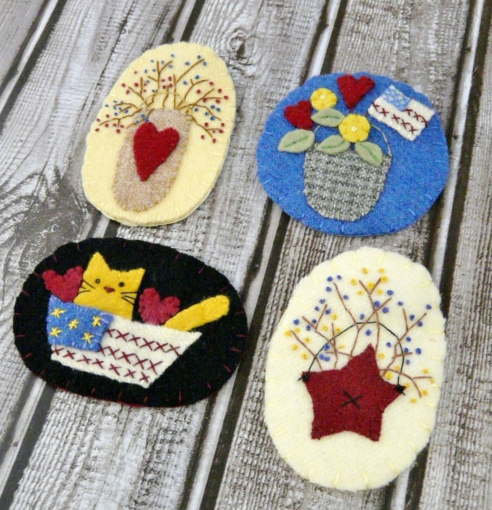 PATRIOTIC Wool PINS Pattern PDF - Wearable Jewelry Americana Cat ...