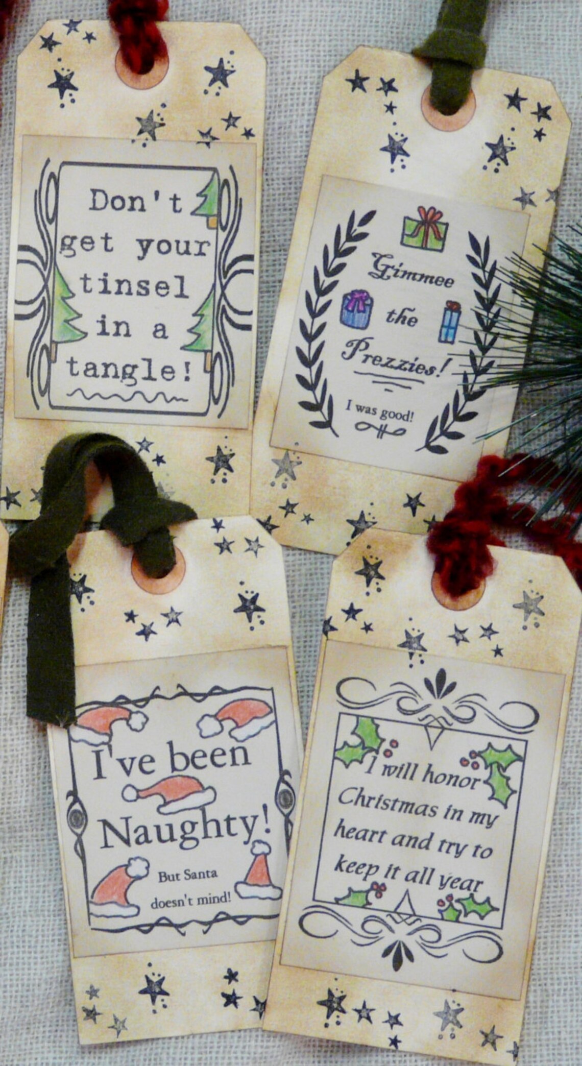Christmas Stocking Tags Peppermint Sticks Pattern PDF - Holidays Decor ...