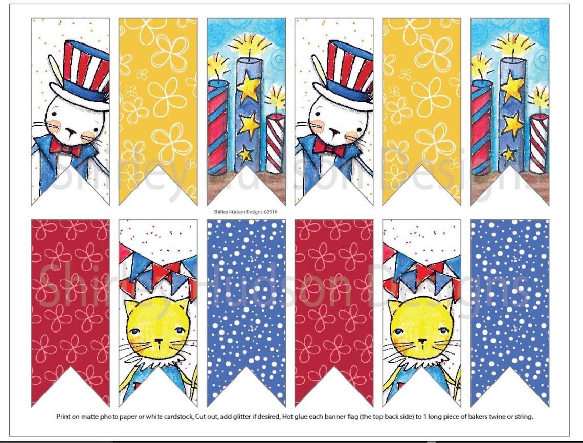Patriotic American Banner PDF Printable Digital College Sheet - Etsy