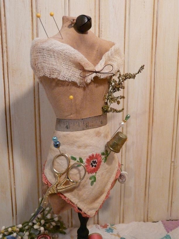 Mannequin Dress Form PDF Pattern - Pincushion Pin Keep Primitive ...