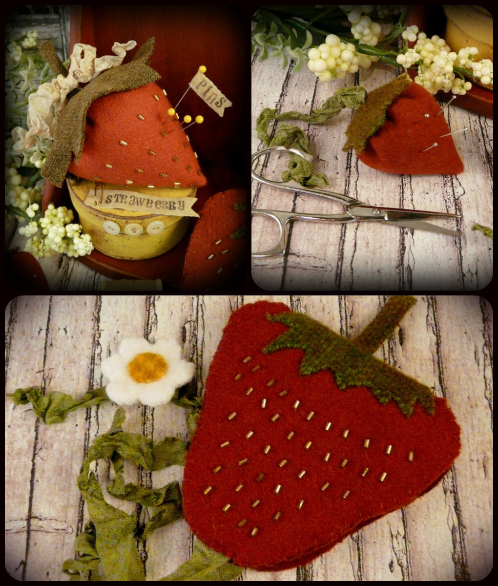 STRAWBERRY Pincushion Scissor Fob Pattern PDF -instant Download Bowl ...