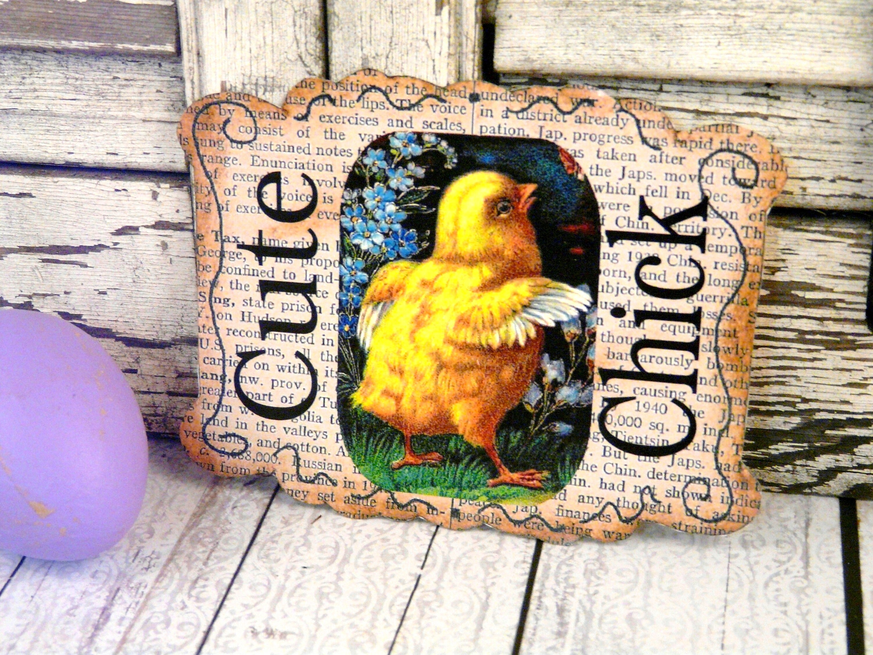 Easter Bunny Chick Tags PDF Collage Sheet Altered Art Fun - Etsy