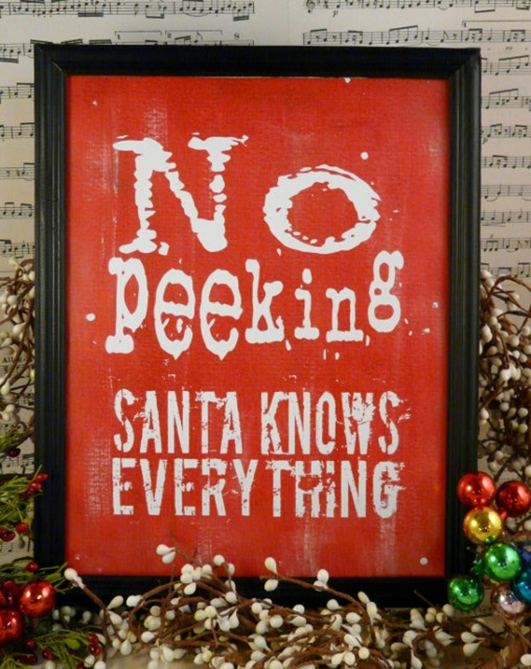 No Peeking Santa Christmas Sign Digital PDF - Knows Everything Uprint ...