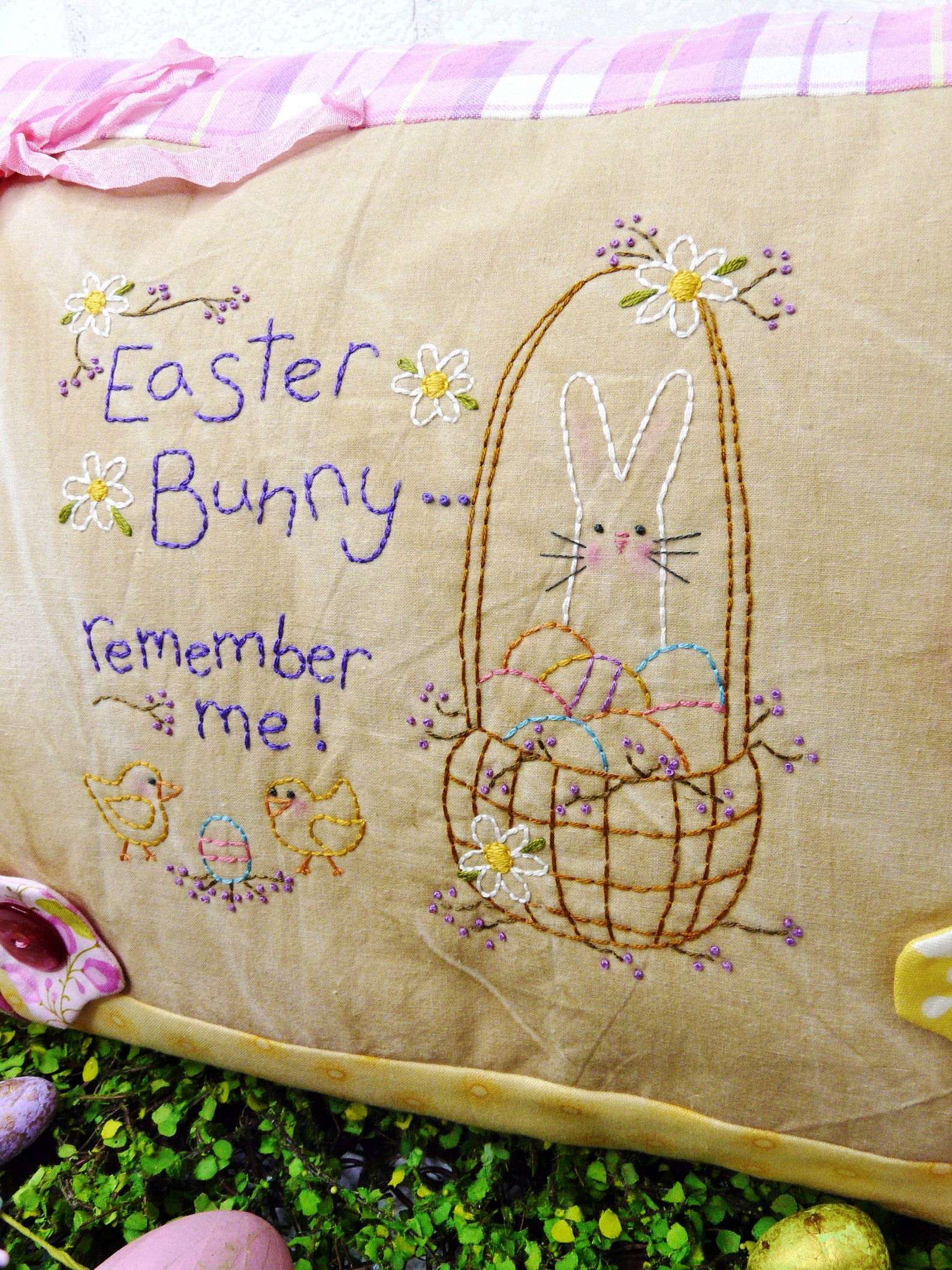 Easter Bunny Remember Me Embroidery PDF Pattern - Stitchery Egg Basket ...