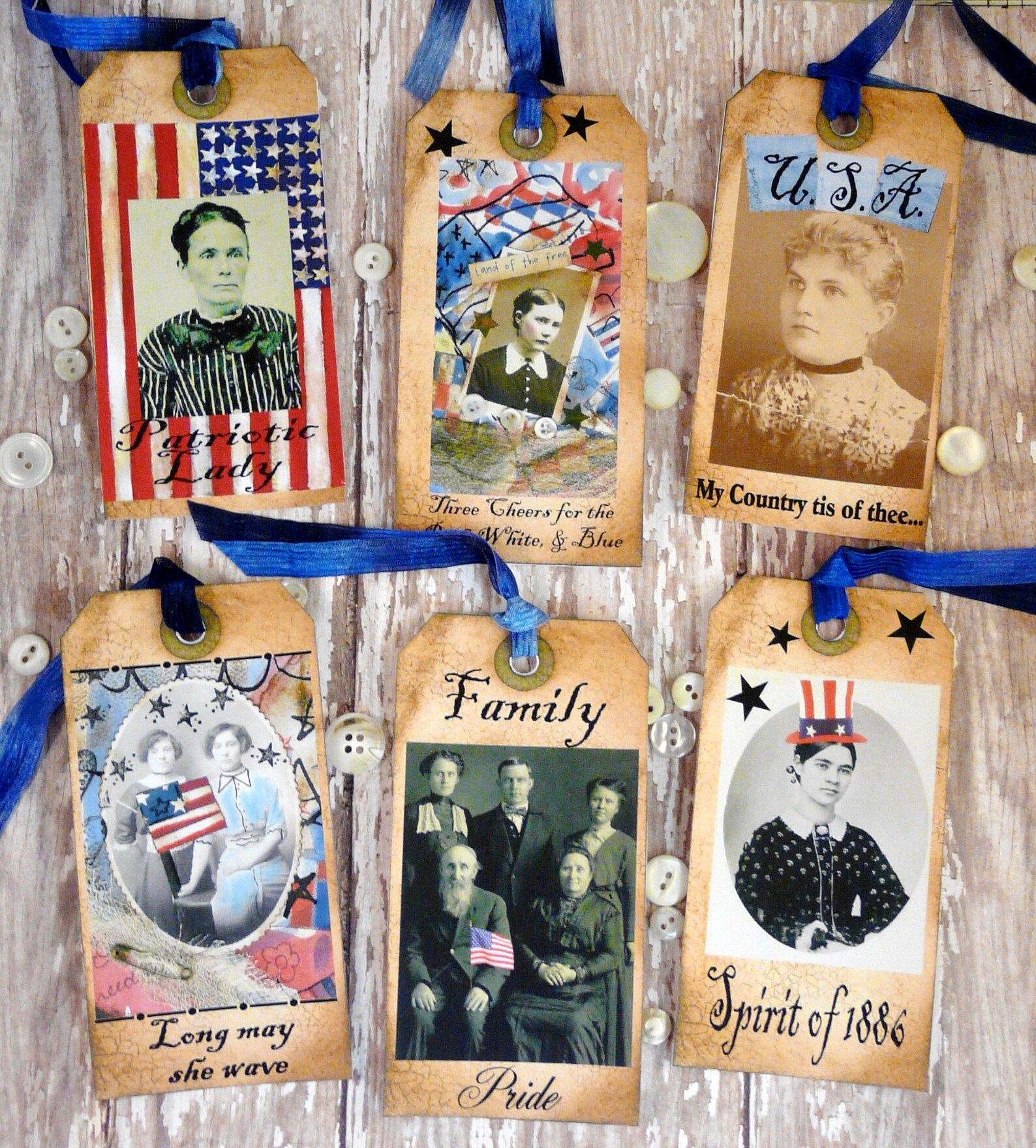 2 Patriotic Collage Tags Digital Sheets PDF - Images Collage Old Photos ...