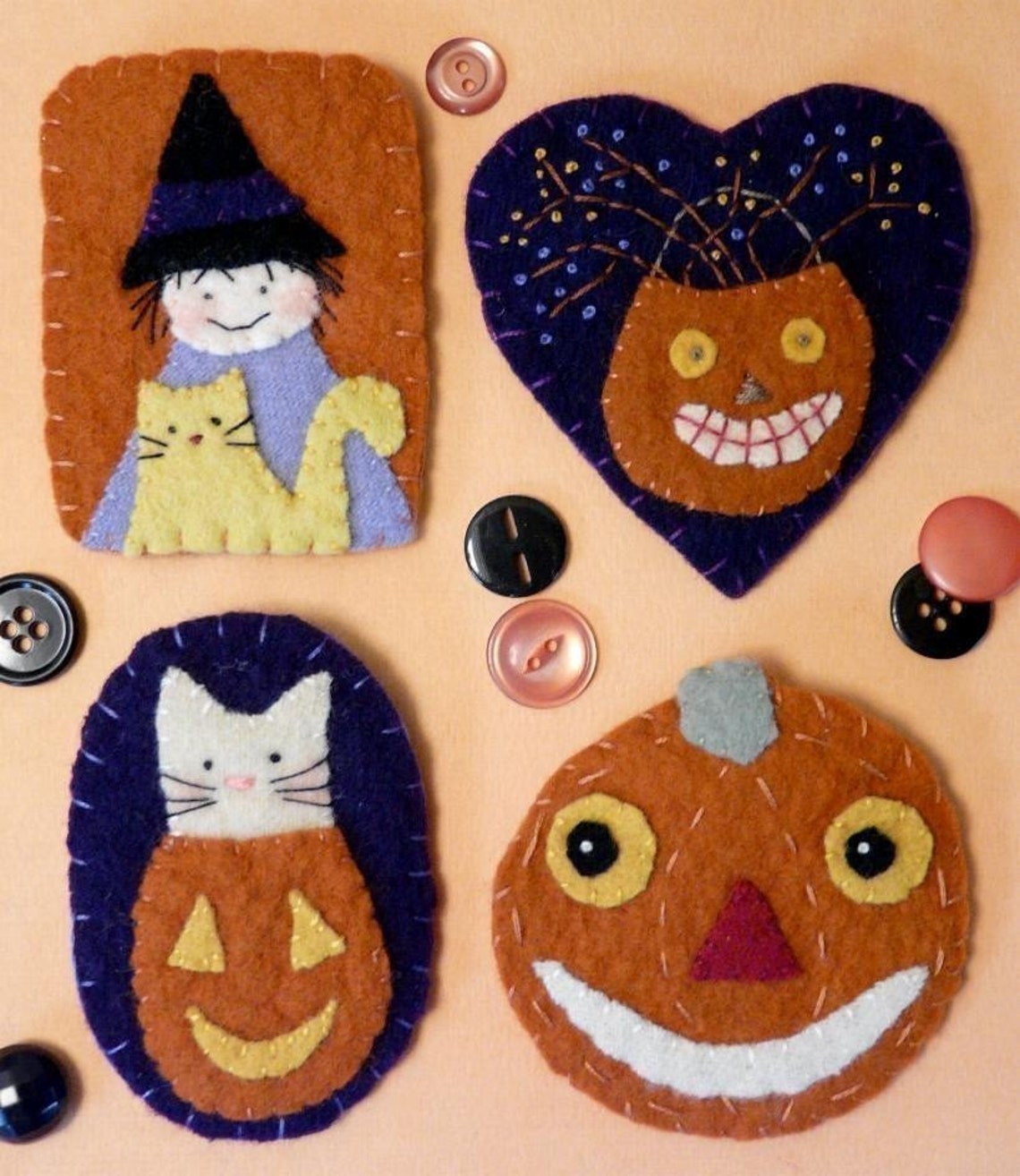 Spooky Halloween WOOL Pins PATTERN PDF - Etsy