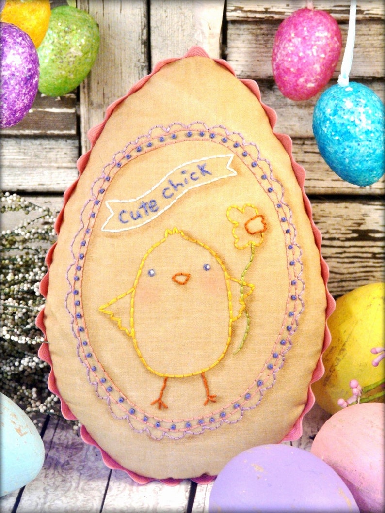 Easter Cute Chick embroidery PDF Pattern stitchery primitive | Etsy
