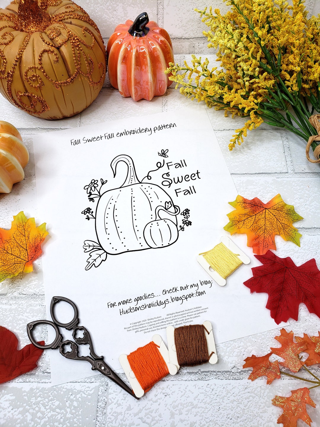 Fall Sweet Fall Stitchery PDF Pattern - Embroidery Sheet Easy Simple ...