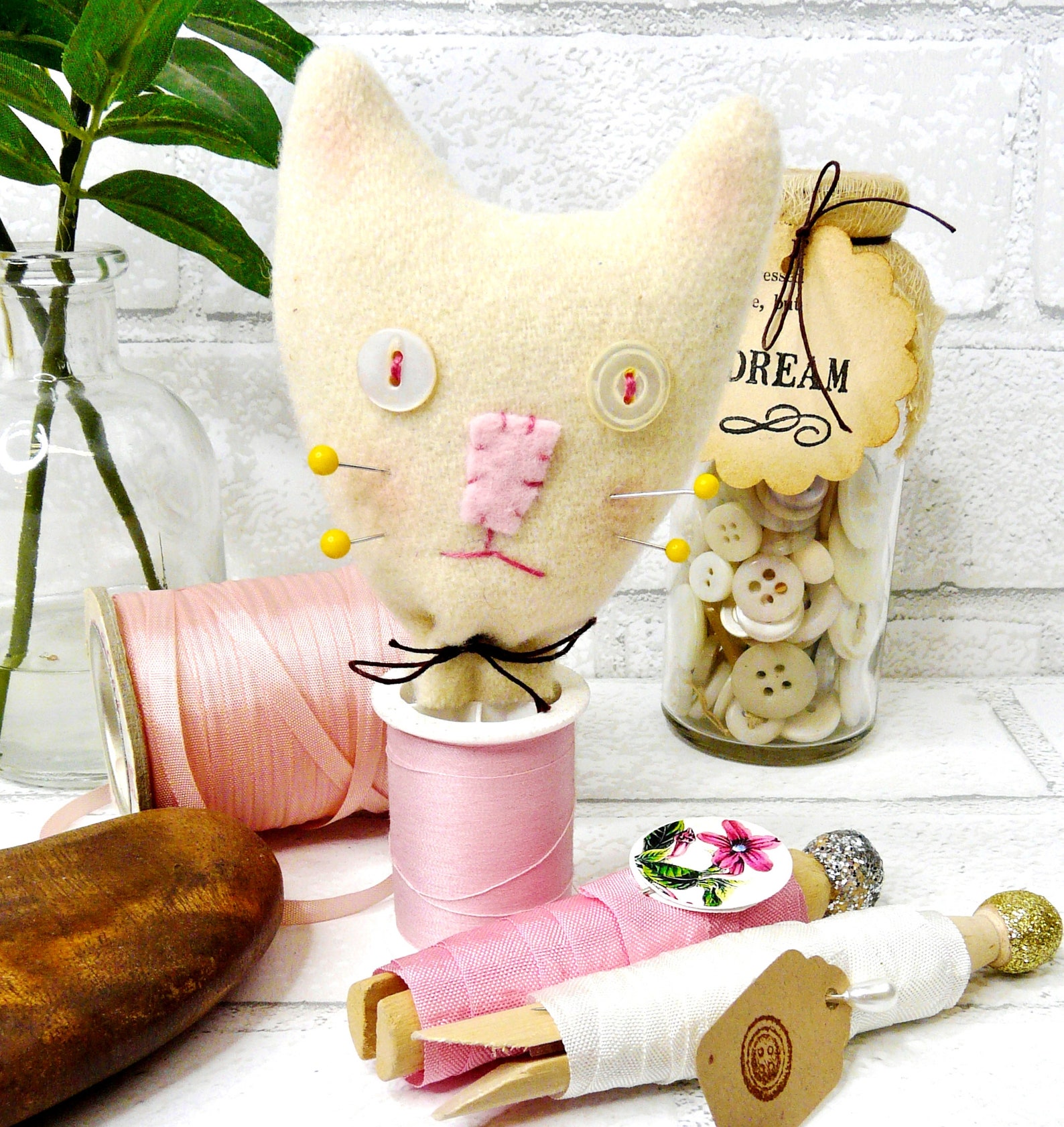 Cat Spool Pincushion Pattern PDF Sewing Supply Decor Pin | Etsy