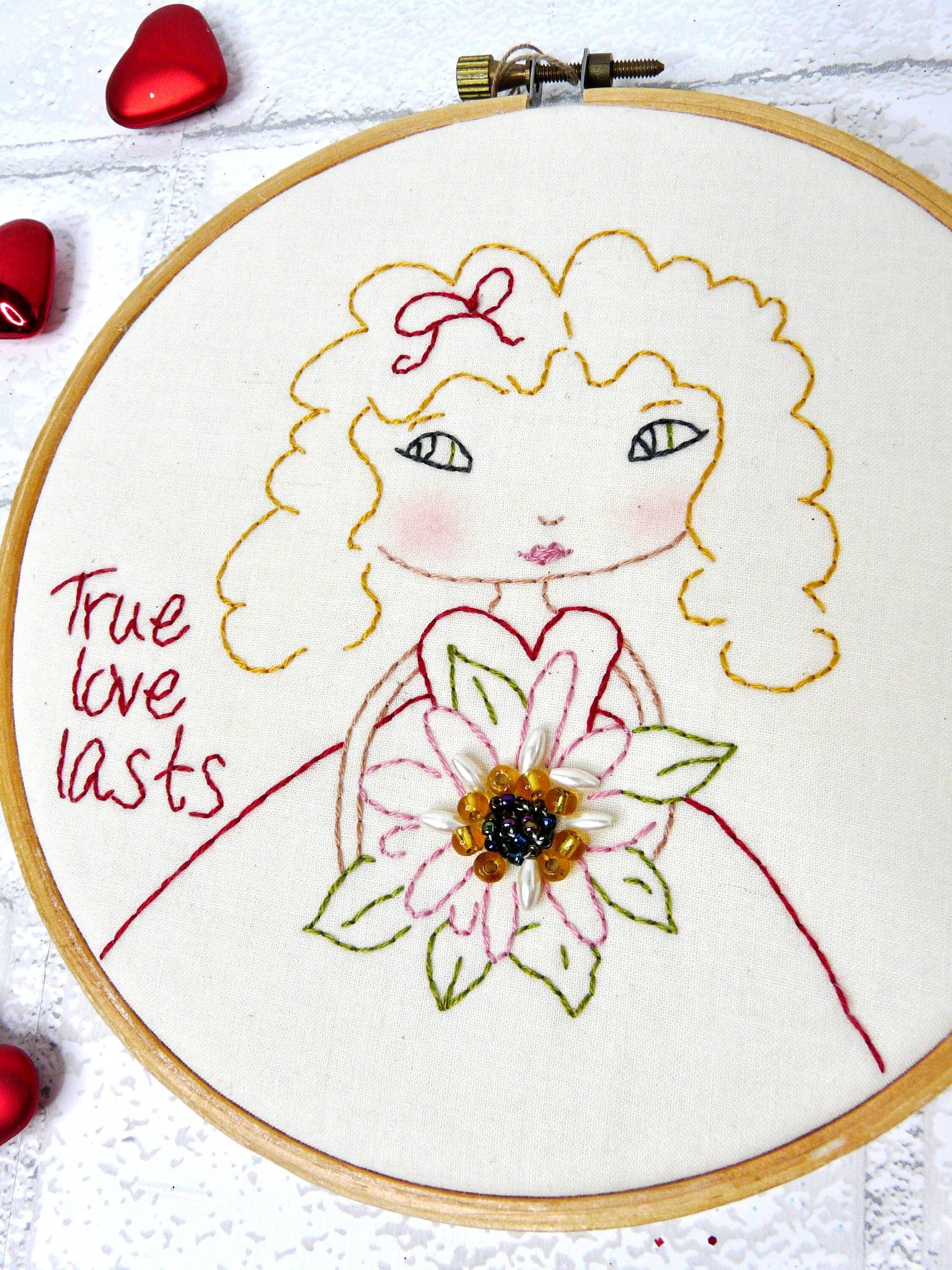 True Love Last Girl Embroidery Pattern PDF - Hoops Stitchery Valentine ...