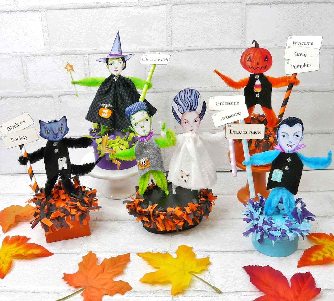 Halloween Chenille Stem Doll Ornies Pattern PDF - Ornaments Monsters ...
