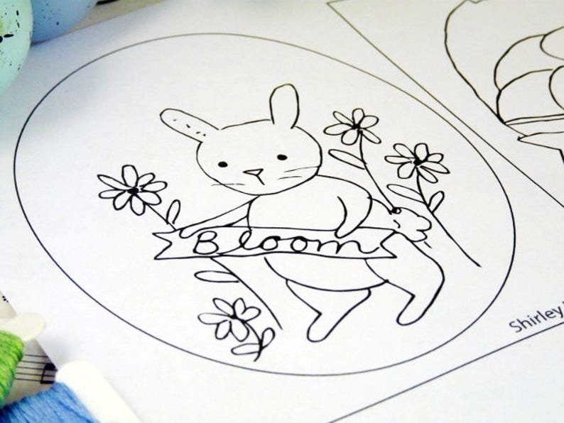 Easter Bunny Chick Designs Pattern PDF Primitive Banner - Etsy